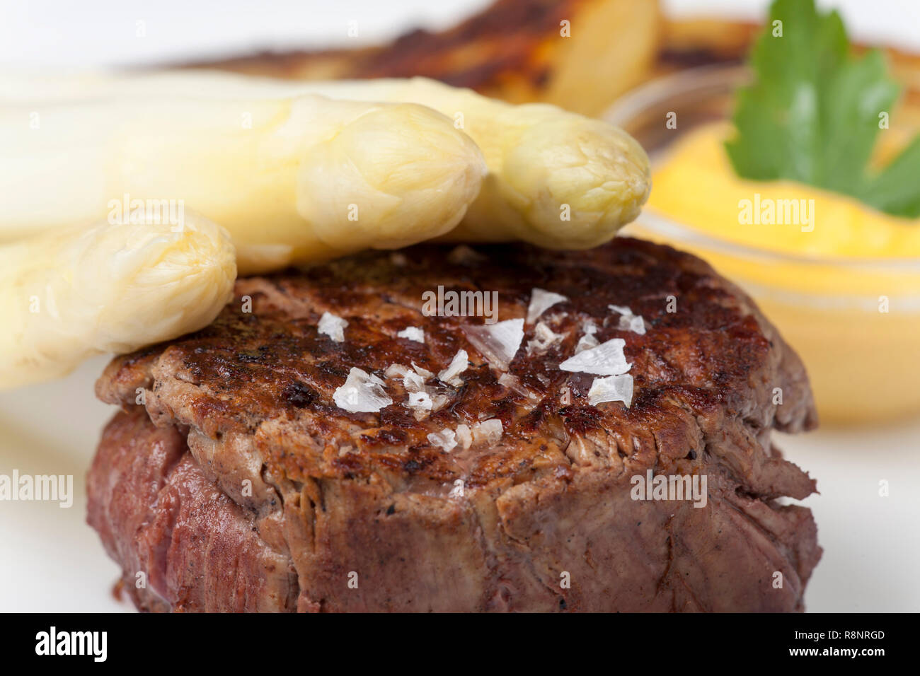 grilled Steak with asparagus Stock Photo - Alamy