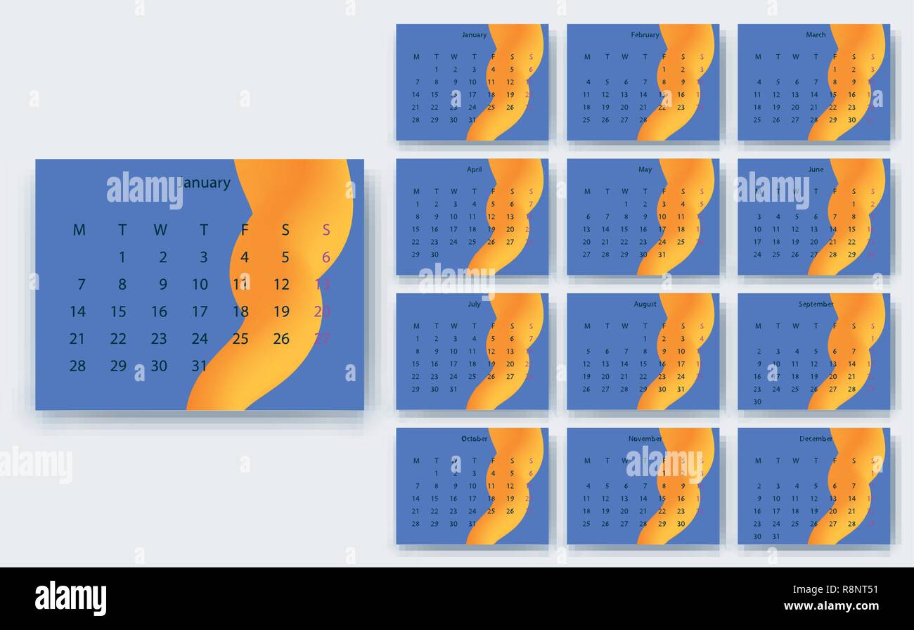 simple calendar 2019 yesr, Stock vector design eps10 Stock Vector Image ...