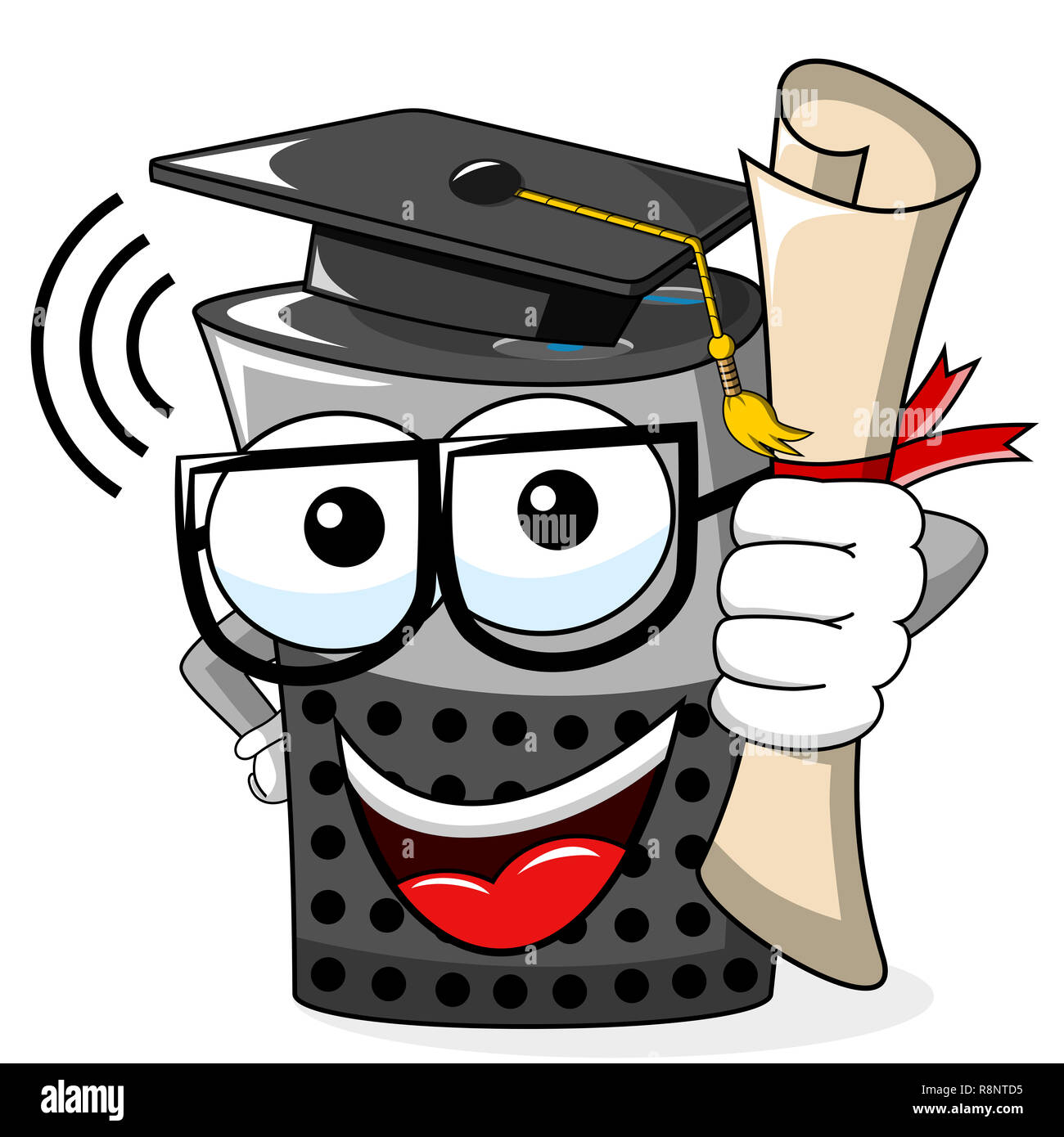smart speaker cartoon graduated degree funny isolated on white Stock ...