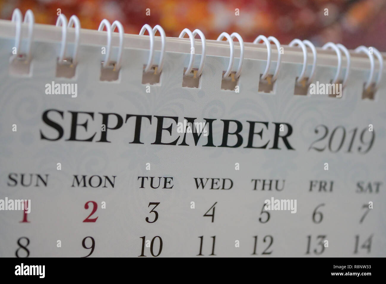 September 2019 calendar hi-res stock photography and images - Alamy