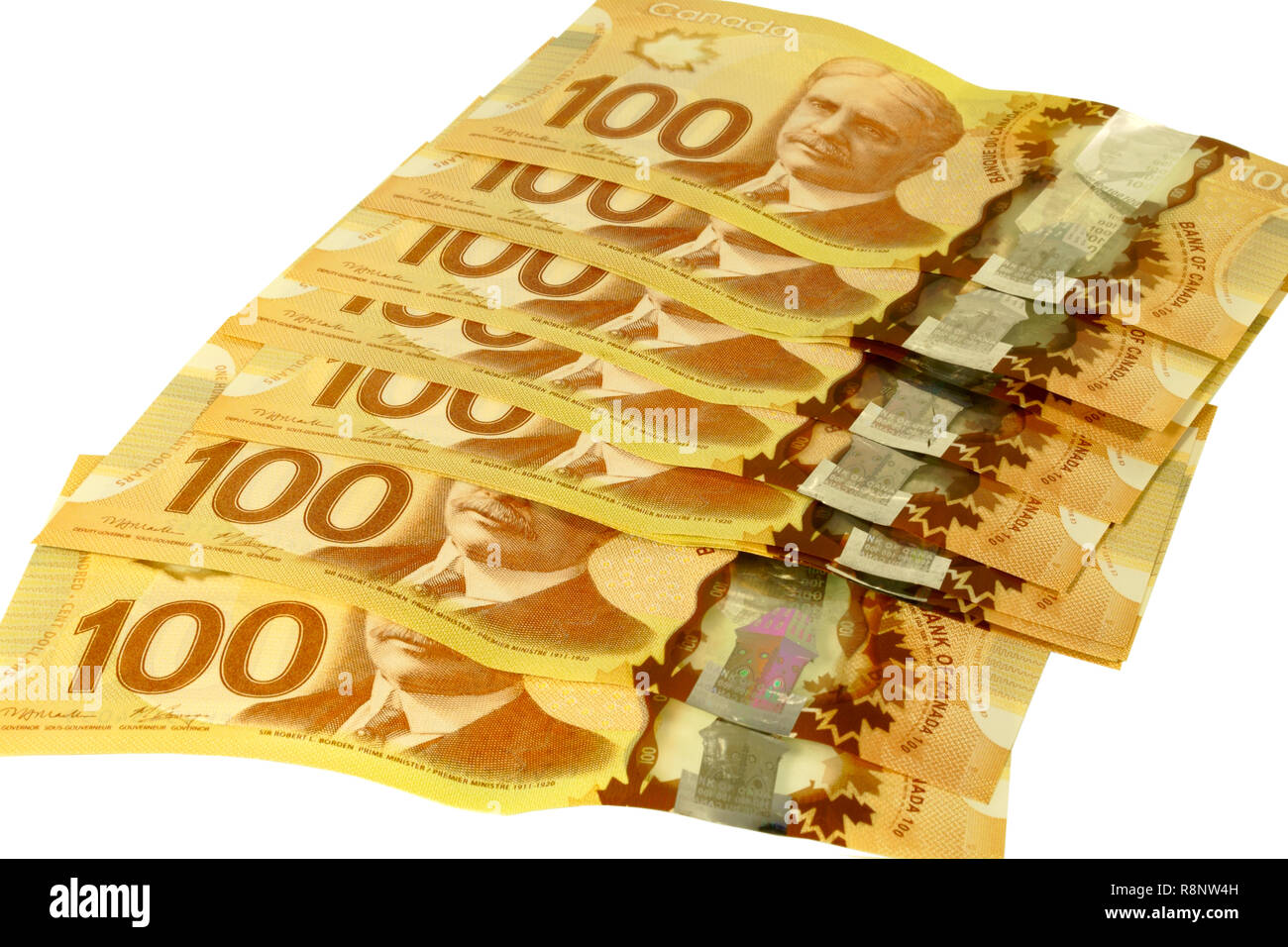 Canadian money and change Stock Photo - Alamy