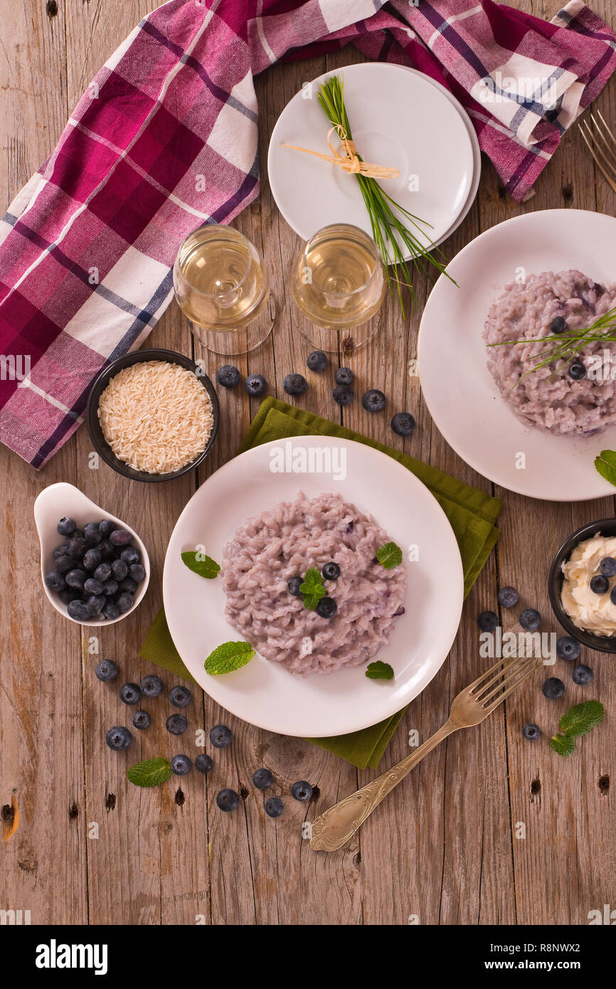 Blueberry risotto with mascarpone Stock Photo - Alamy