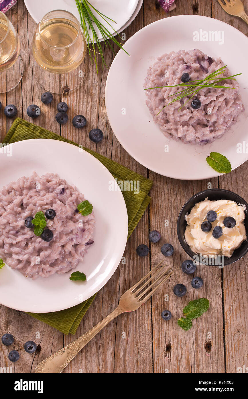 Blueberry risotto with mascarpone Stock Photo - Alamy