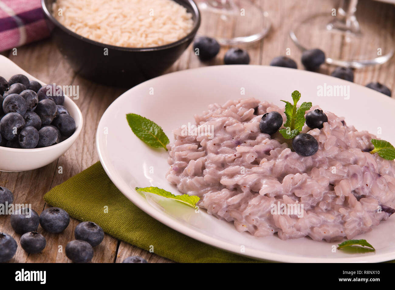 Blueberry risotto with mascarpone Stock Photo - Alamy