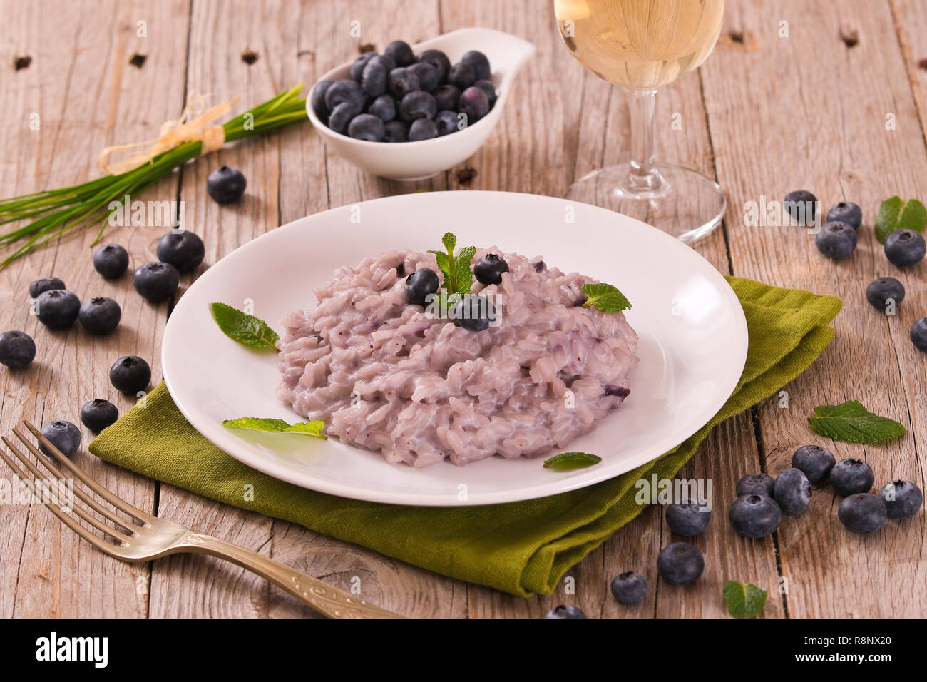 Blueberry risotto with mascarpone Stock Photo - Alamy