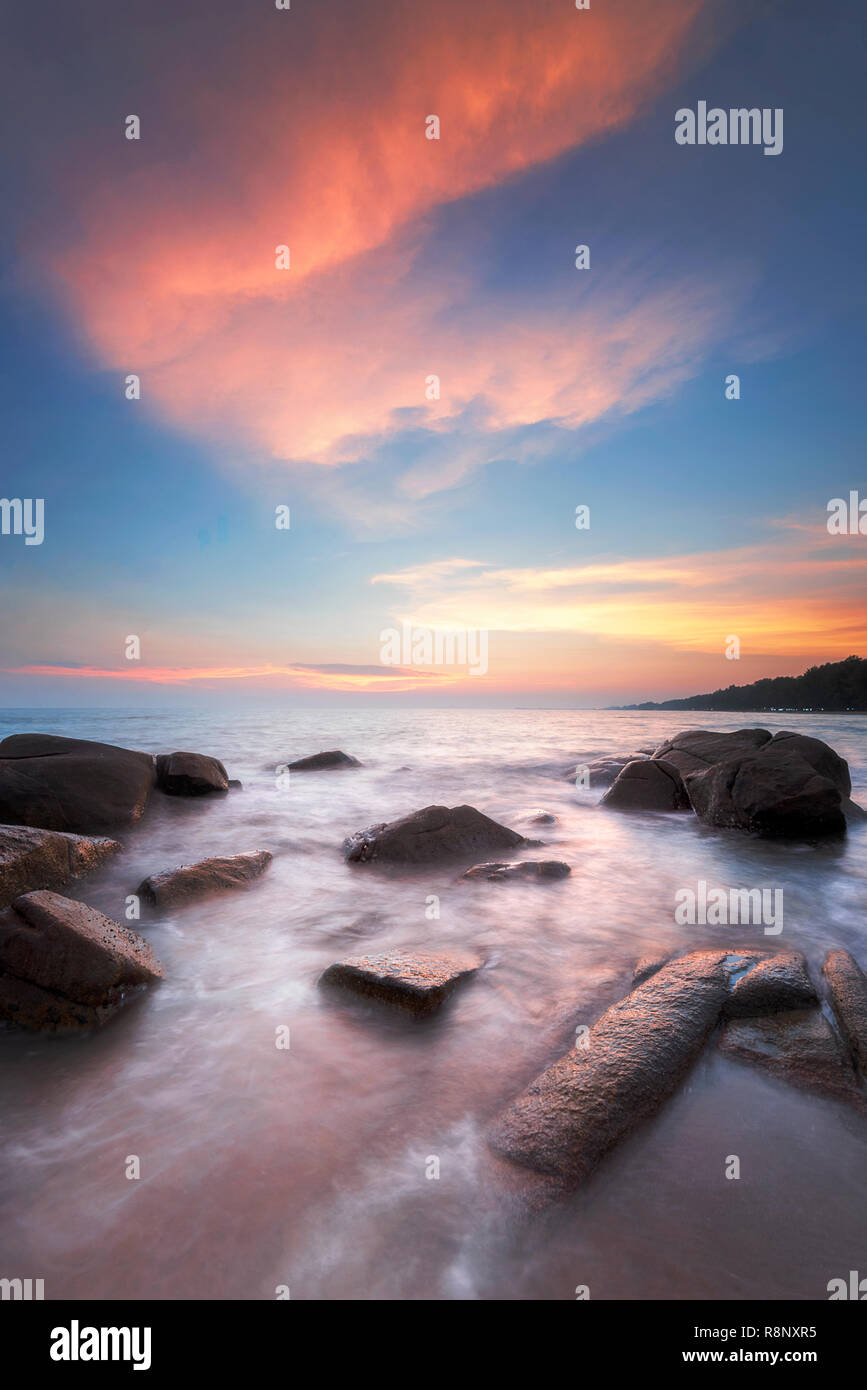 beautiful sunset at the beach Stock Photo - Alamy