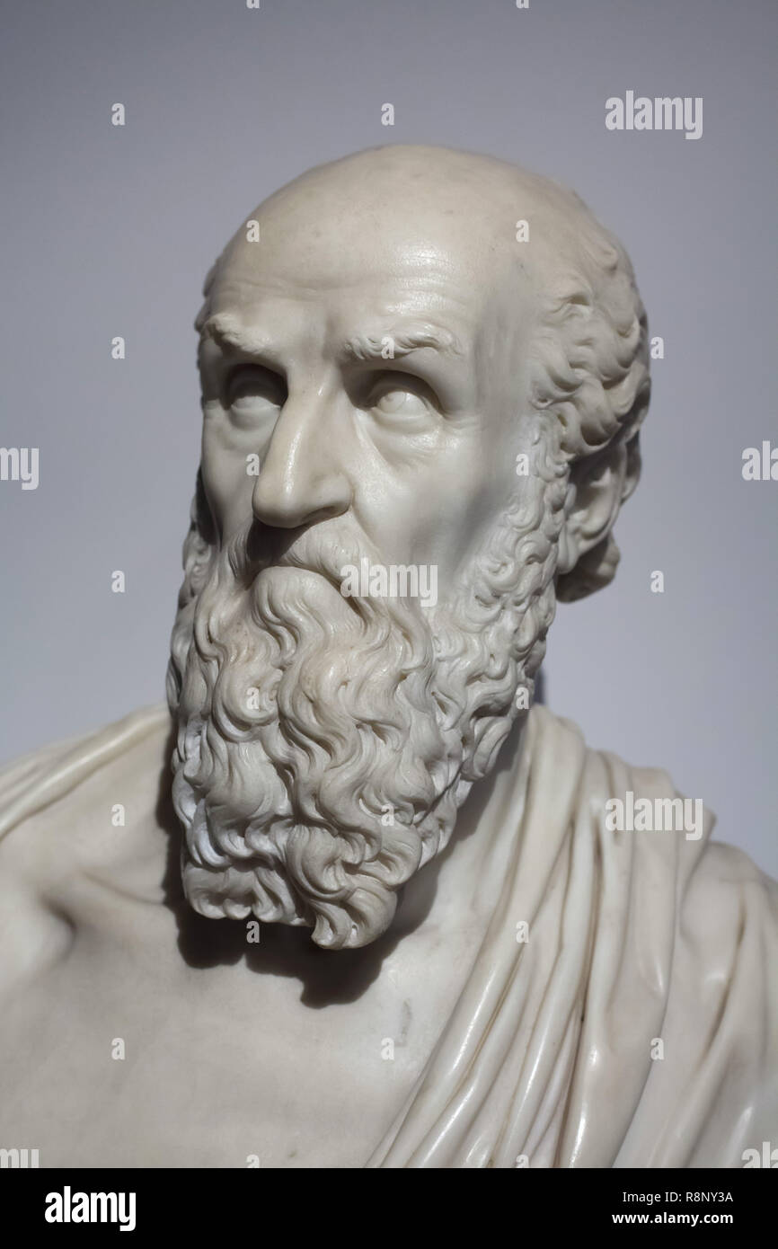 Marble bust of Italian Renaissance painter Titian by Italian sculptor ...