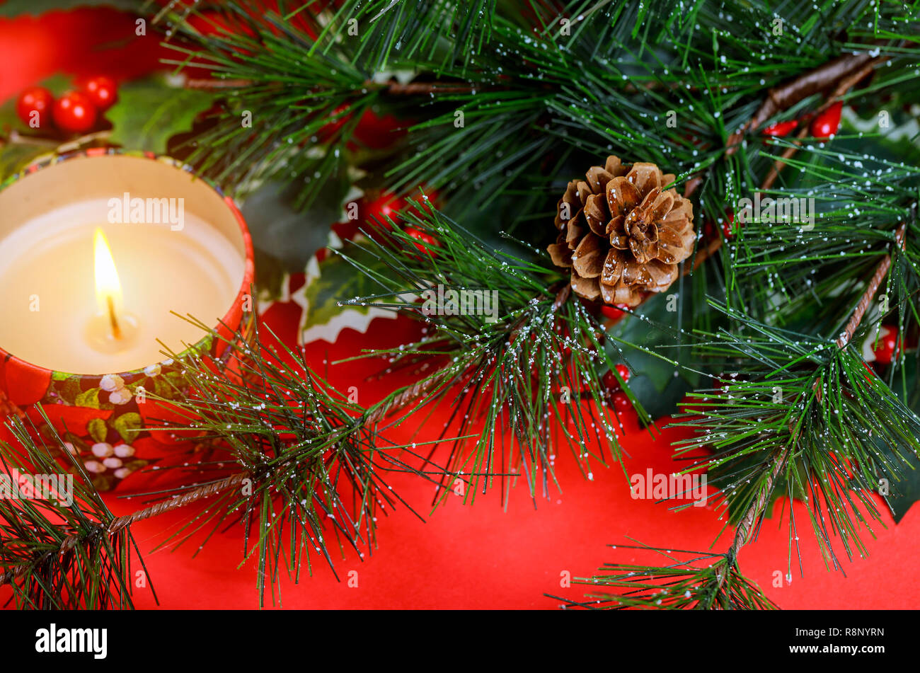 Merry Christmas or Happy New Year congratulations with red background ...