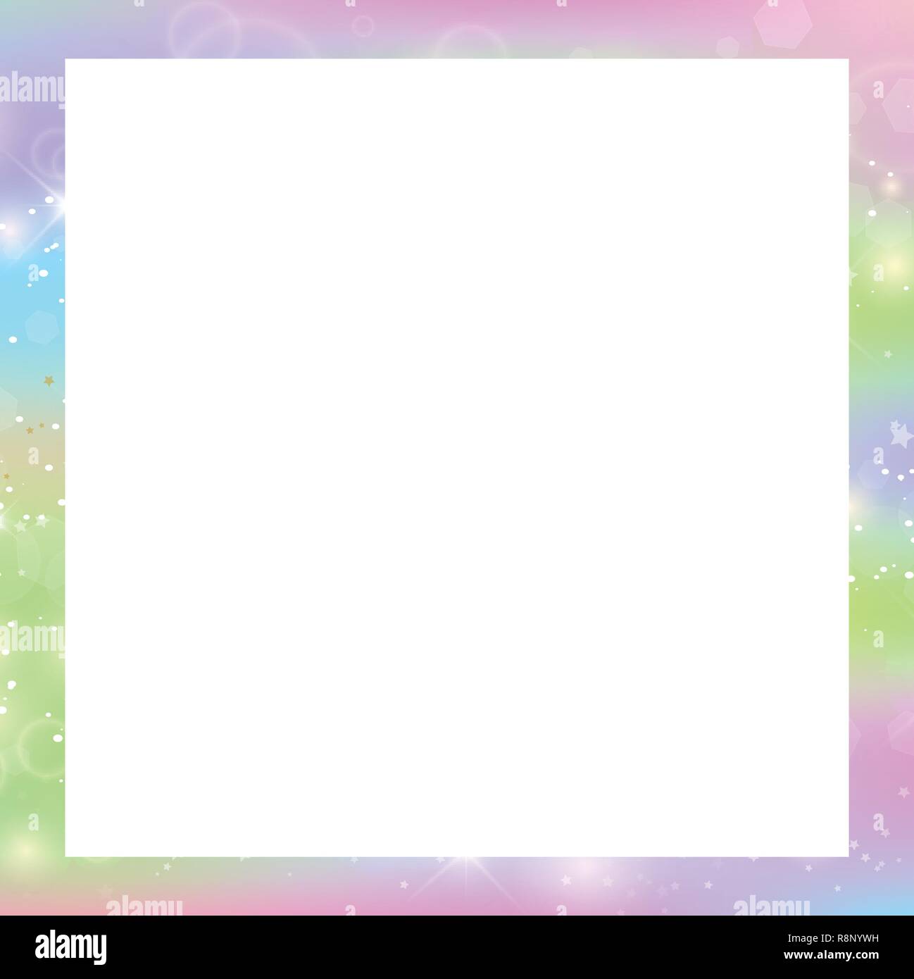 Holographic magic square frame with fairy sparkles, stars and blurs ...