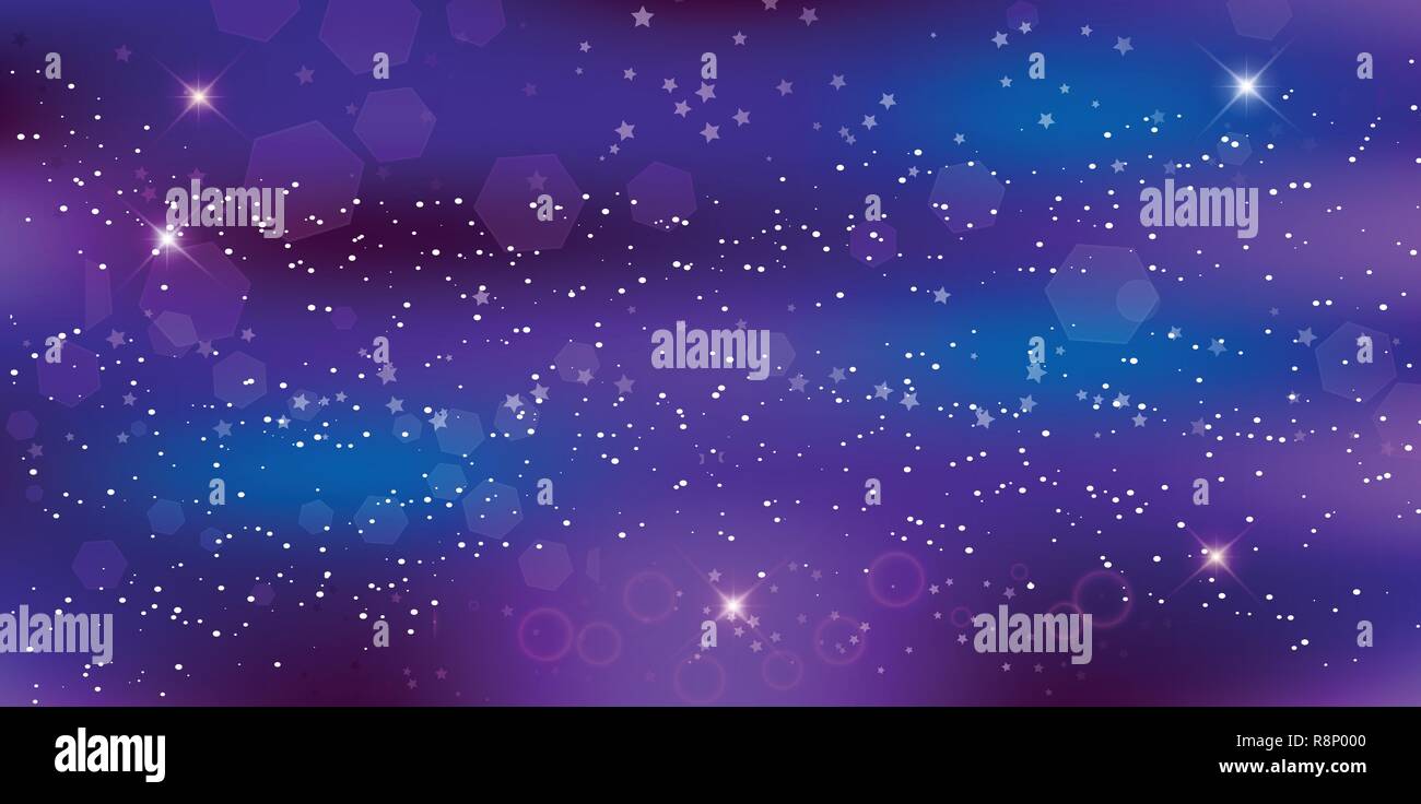 Vector fantastic galaxy rectangle background. Blurred glowing circles ...