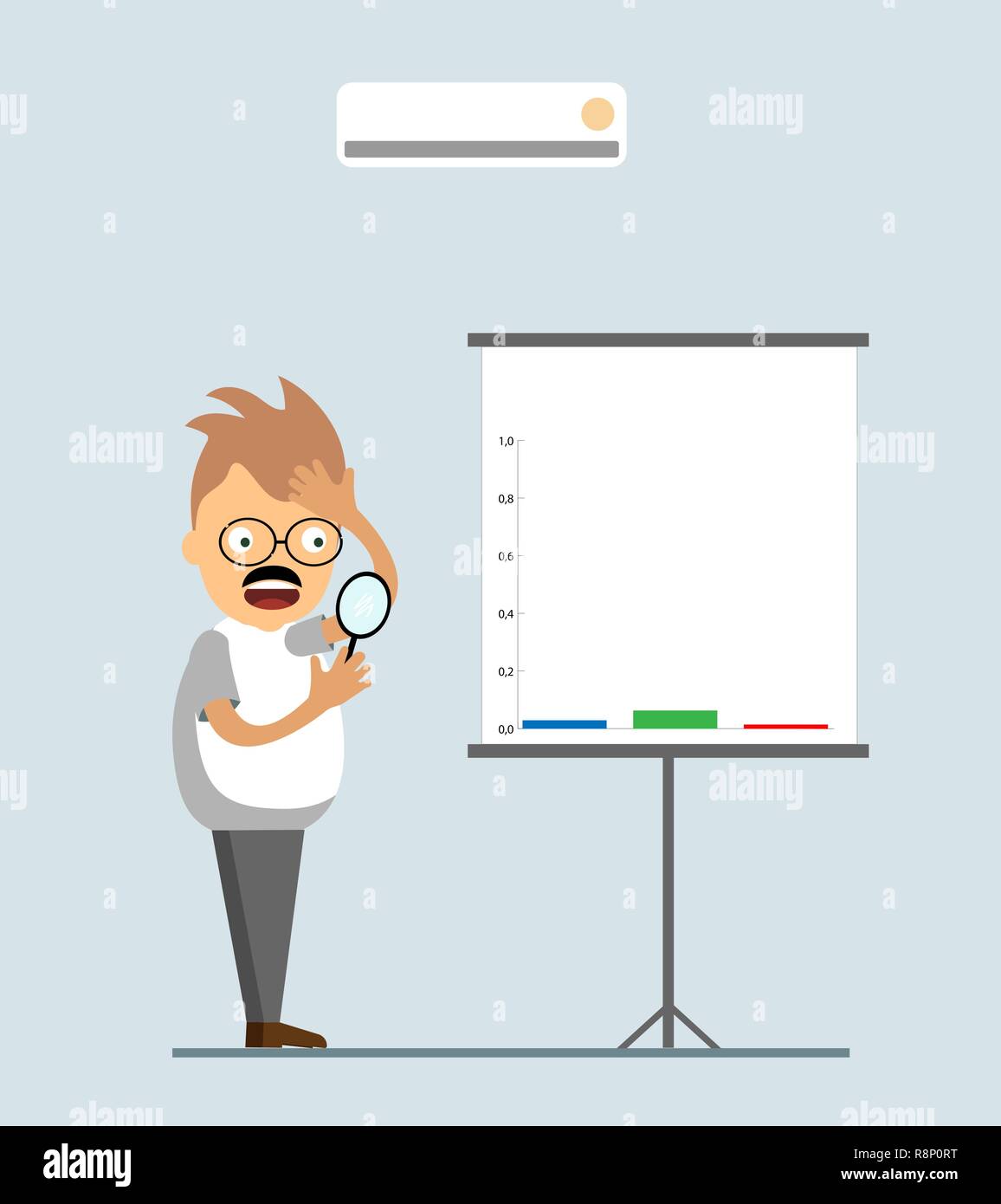 Office. A manager looks at a chart with declining growth. Financial ...