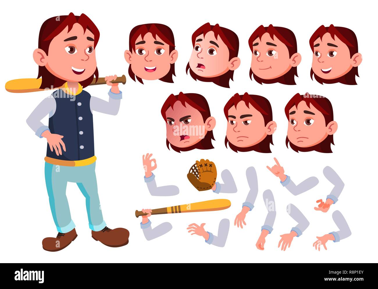 Teen Boy Vector. Teenager. Cute, Comic. Joy. Face Emotions, Various ...