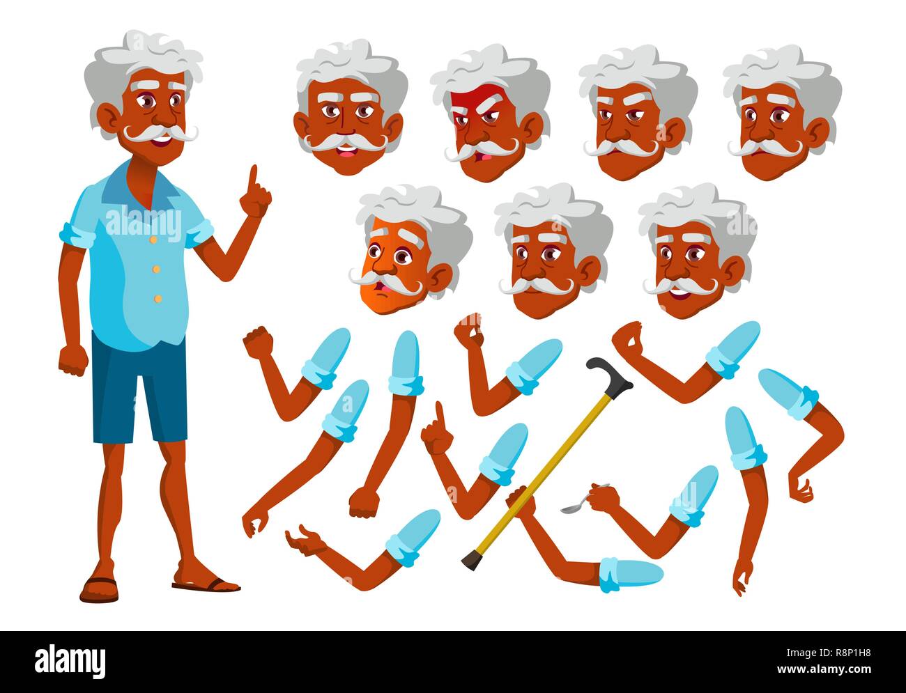 Indian Old Man Vector. Senior Person. Aged, Elderly People. Leisure ...