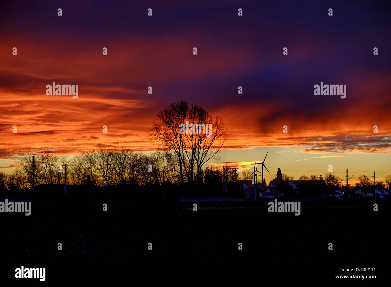 Landscape of village Malching near Munich at sunset Stock Photo - Alamy