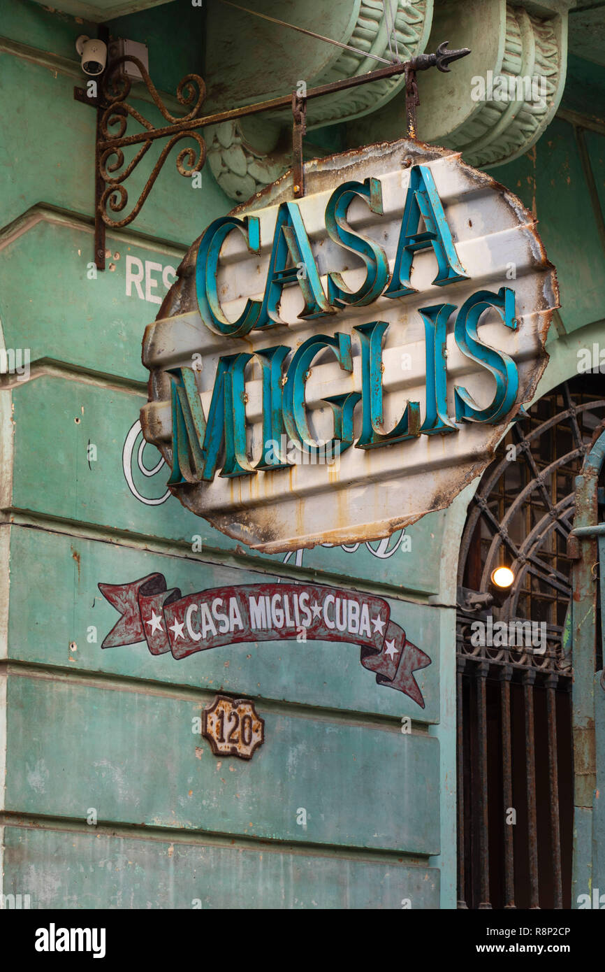 Casa Miglis restaurant bar in Havana Cuba Stock Photo - Alamy
