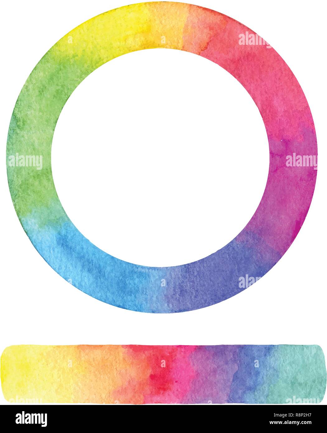 Hand painted vector color wheel and gradient stroke isolated on the ...