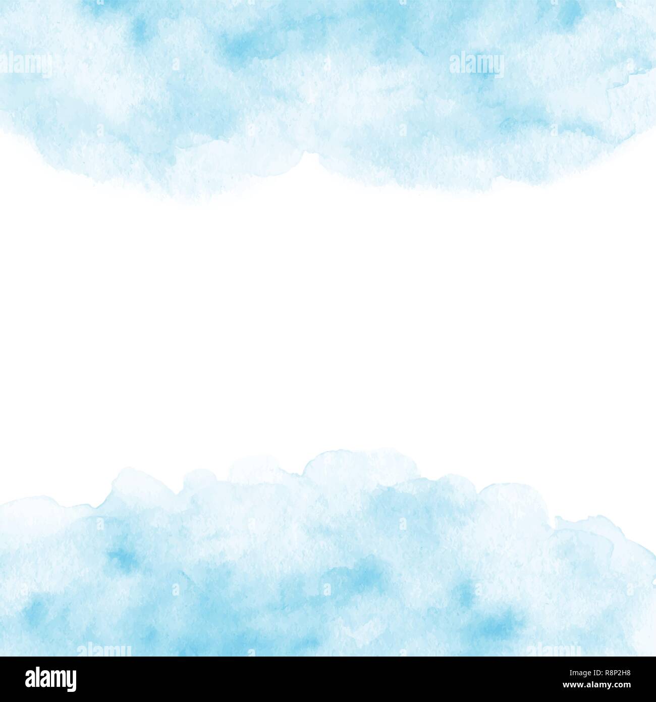 Hand painted blue vector frame texture isolated on the white background ...