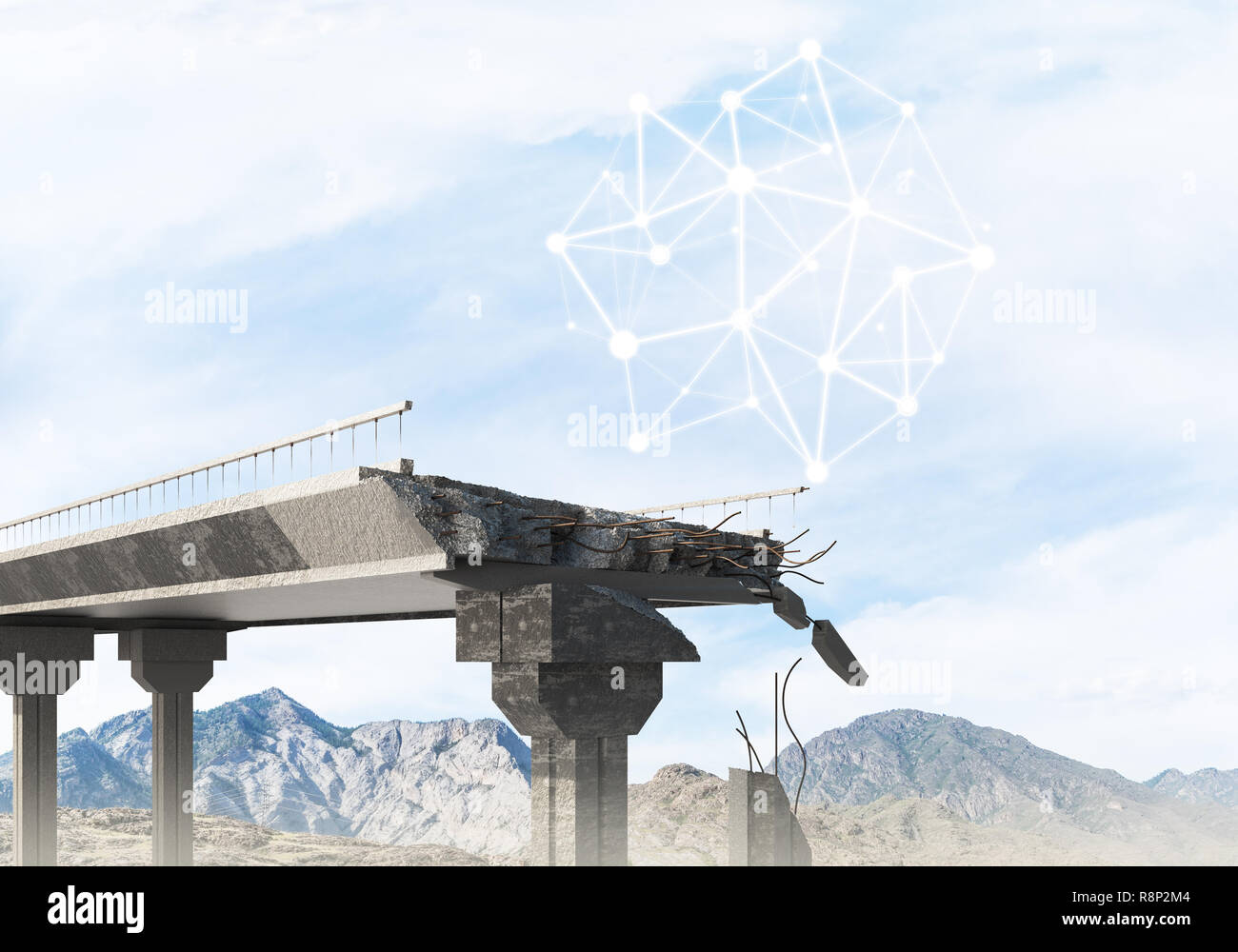 Damaged stone bridge as idea for problem and social connection concept ...