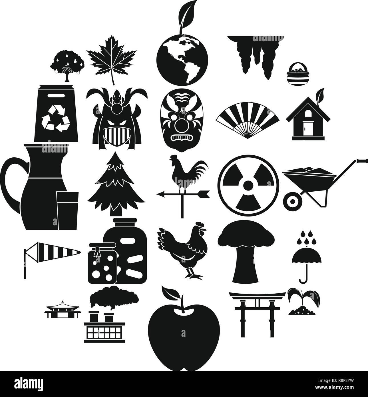 Green icons set, simple style Stock Vector Image & Art - Alamy