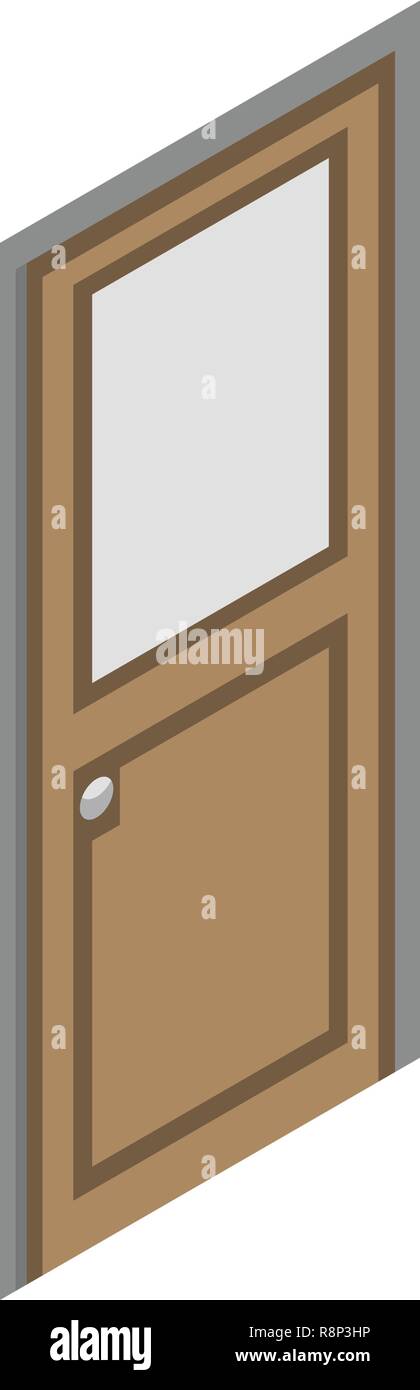 Wood door icon, isometric style Stock Vector Image & Art - Alamy