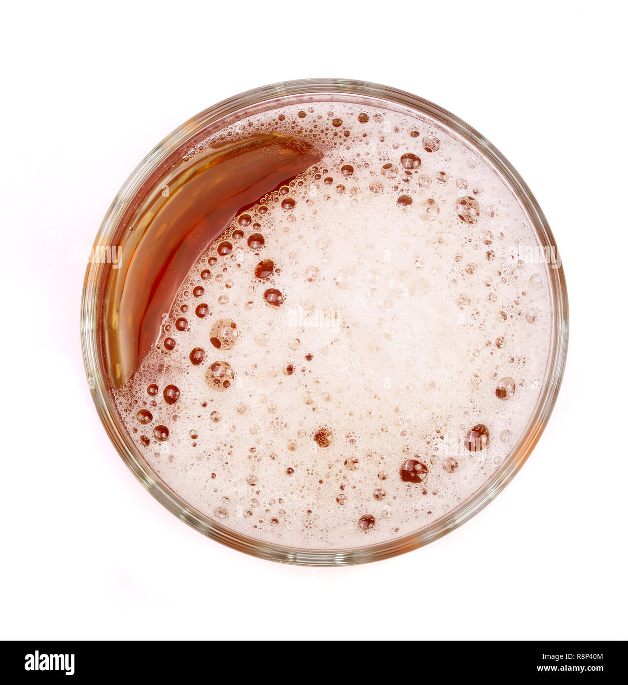glass of beer isolated on white background. Top view Stock Photo - Alamy