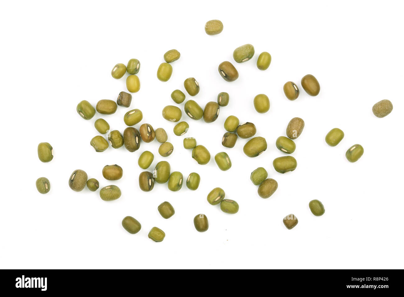 Mung beans isolated on white background. Top view Stock Photo - Alamy