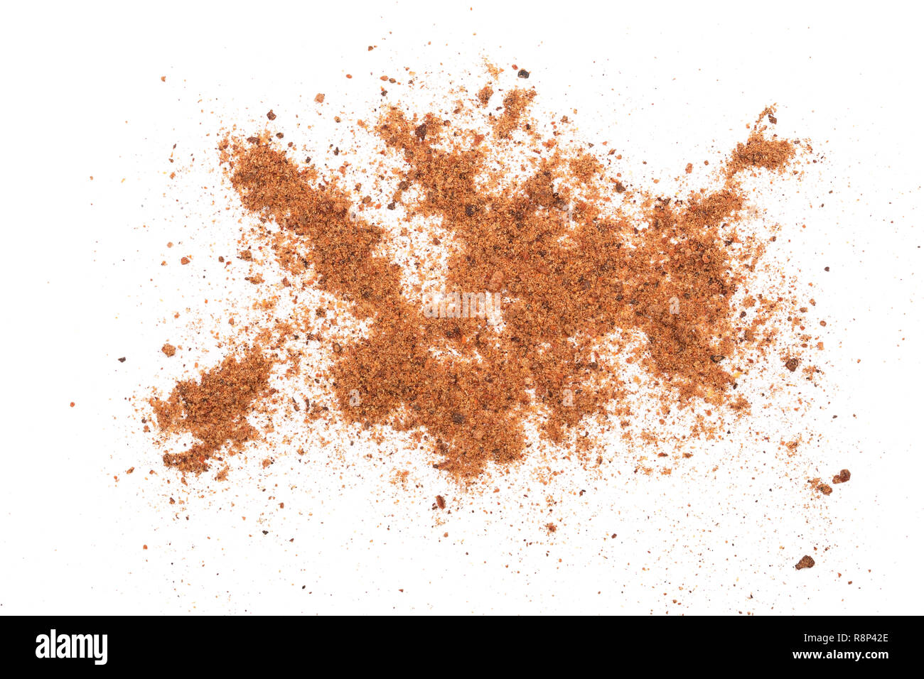 Nutmeg powder isolated on white background. Top view Stock Photo - Alamy