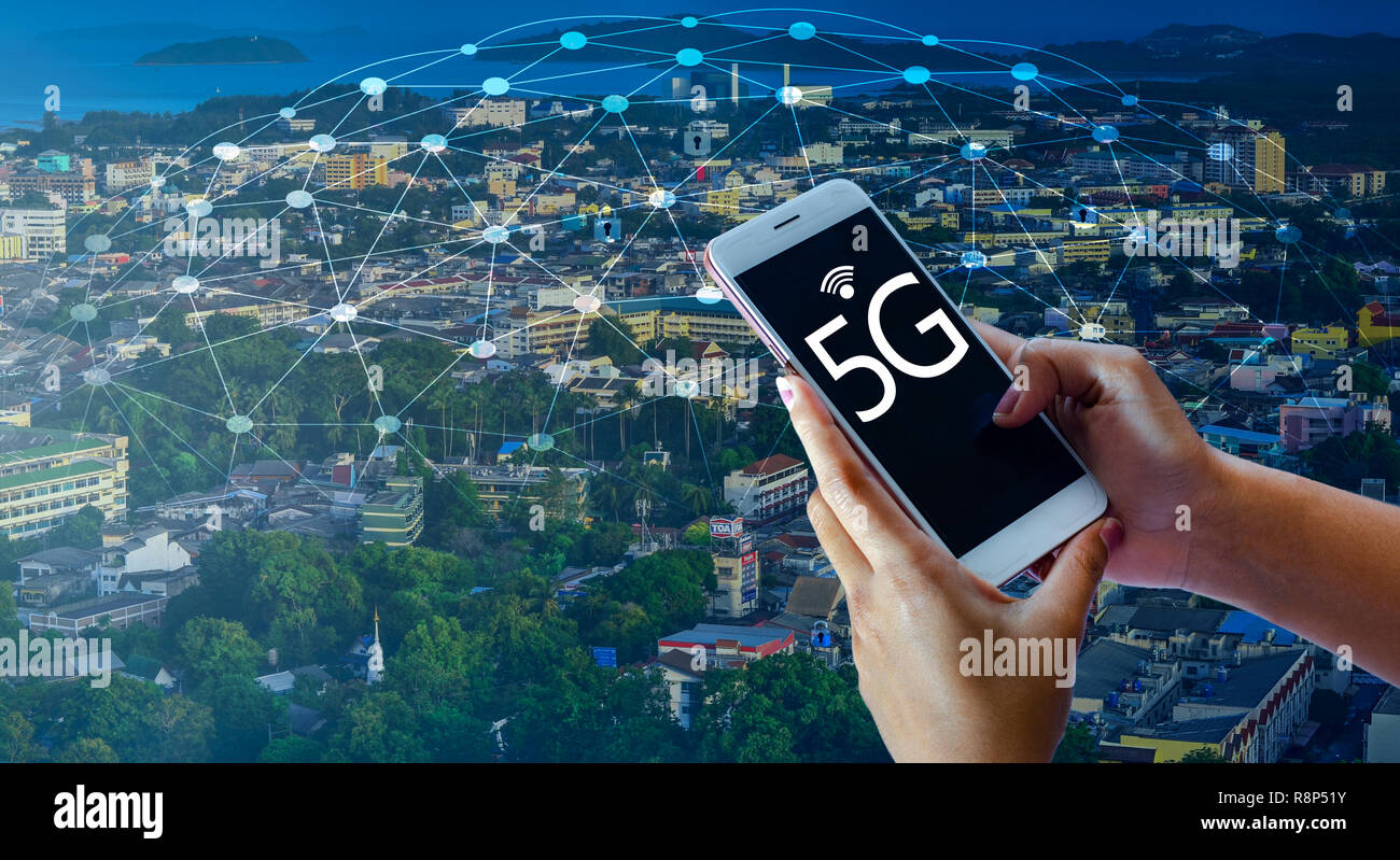 phone computer 5g Earth businessman connect worldwide waiter hand ...