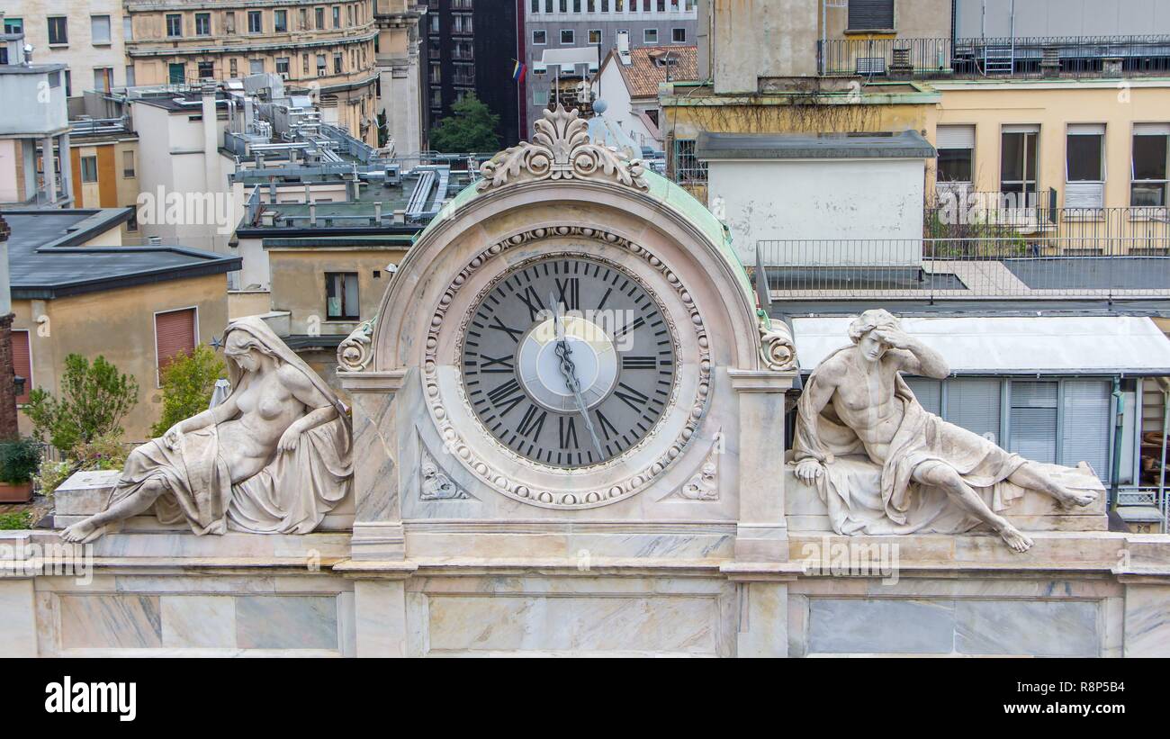 View on an ancient clokc building from Milan Cathedral or Duomo di ...