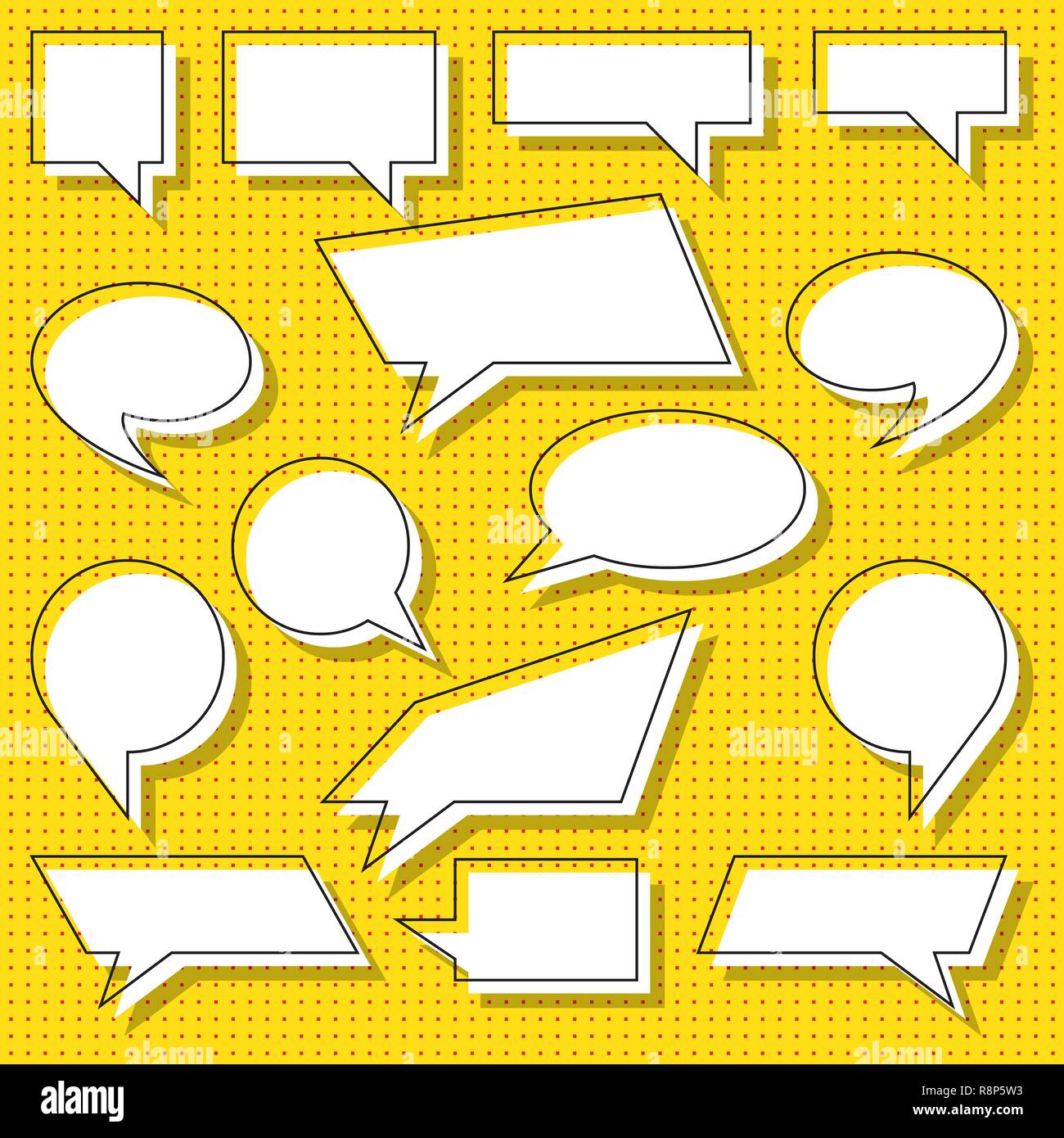 Set of pop art Speech Bubbles. Vector illustration. Collection of retro ...