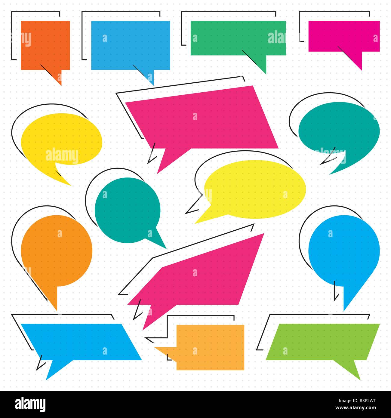 Set of pop art Speech Bubbles. Vector illustration. Collection of retro ...