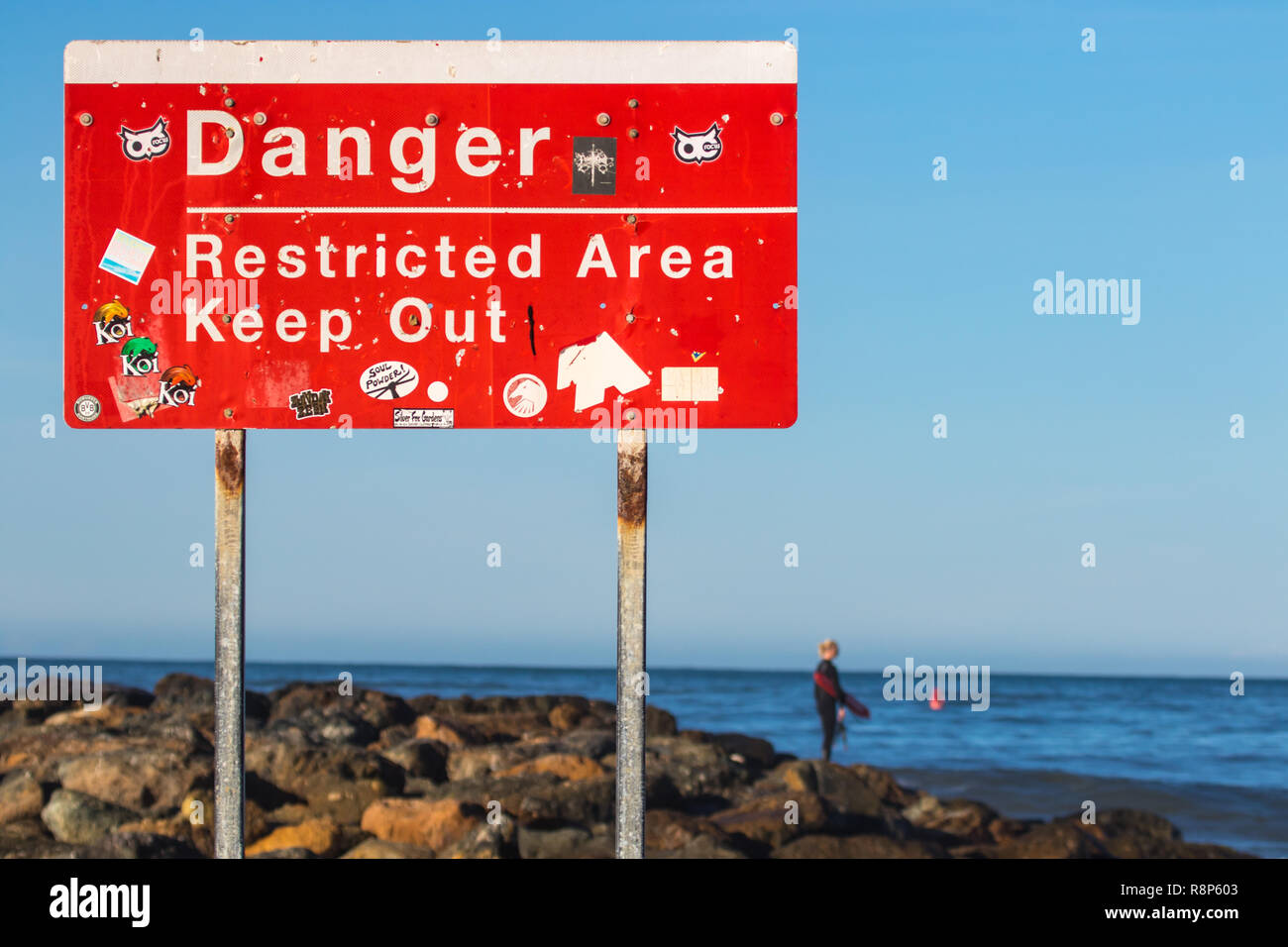 Warning sign on jetty hi-res stock photography and images - Alamy