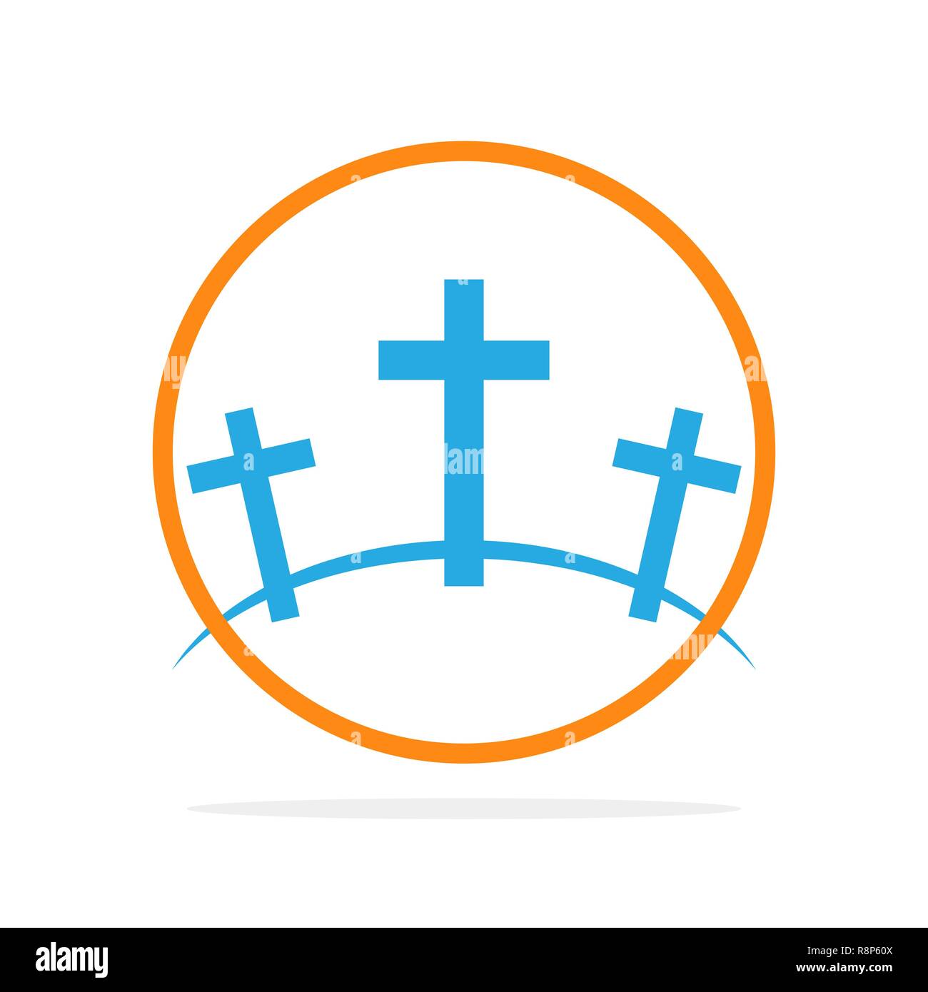 Calvary symbol in the circle. Vector illustration. Colored icon of ...