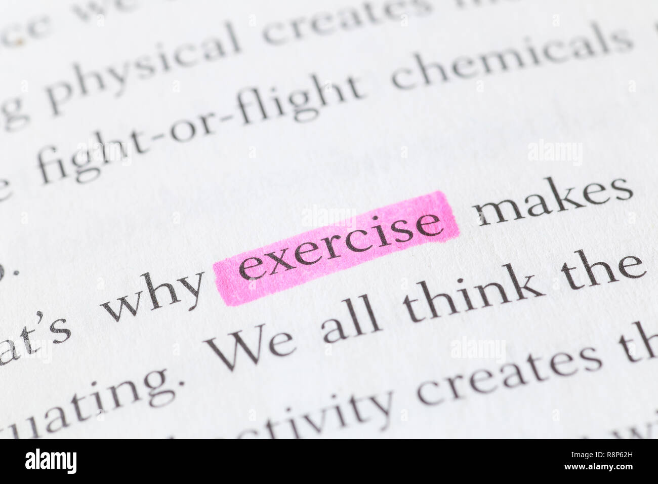 Highlighted English Word "Exercise" in a Book Stock Photo - Alamy