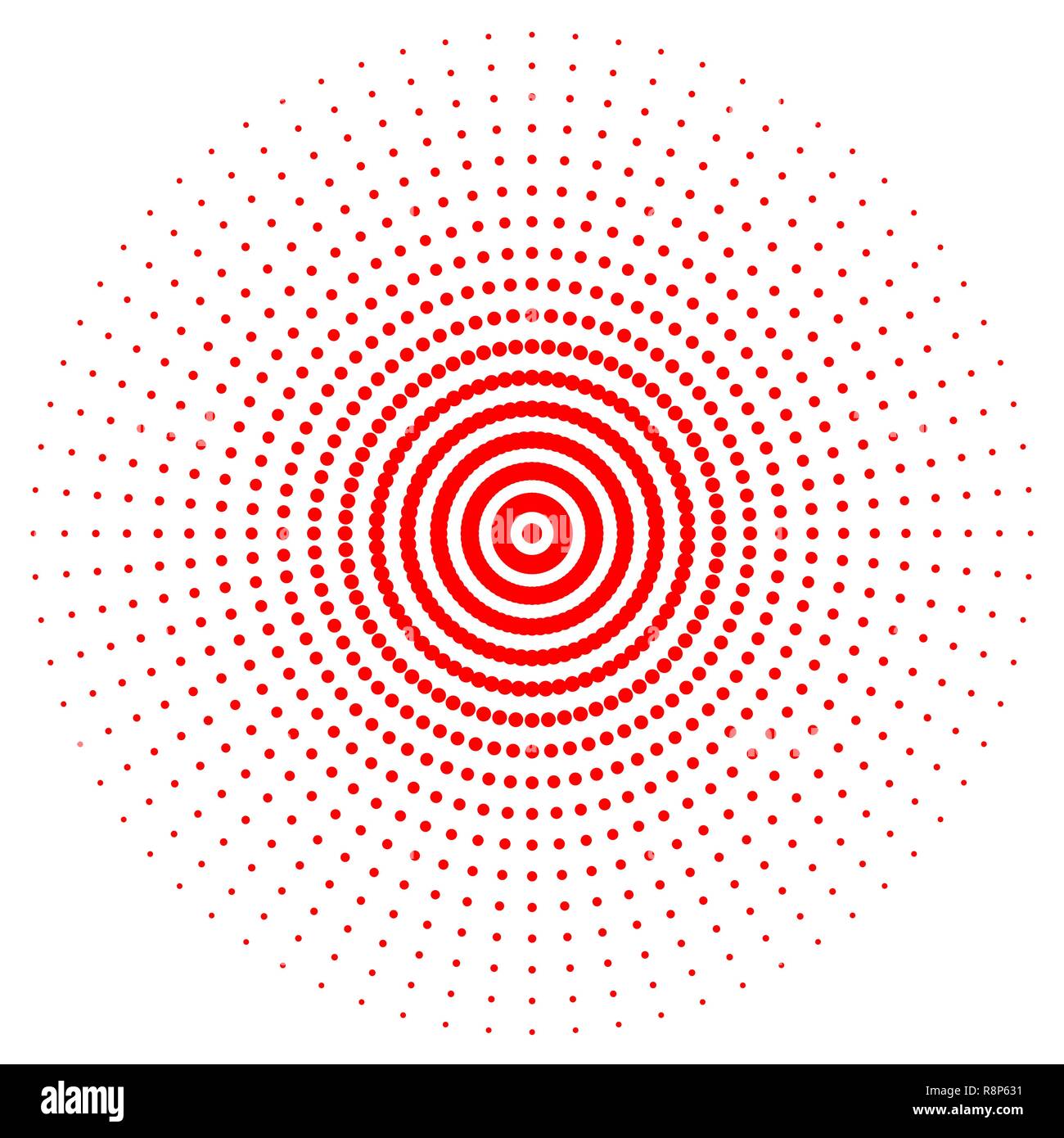 Red abstract circle with halftone dots effect. Vector illustration ...