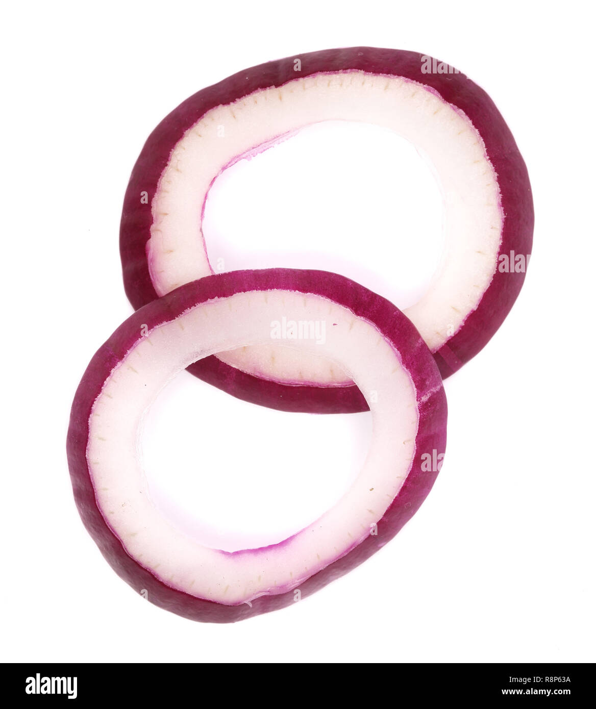 Sliced red onion rings isolated on white background. Top view Stock ...