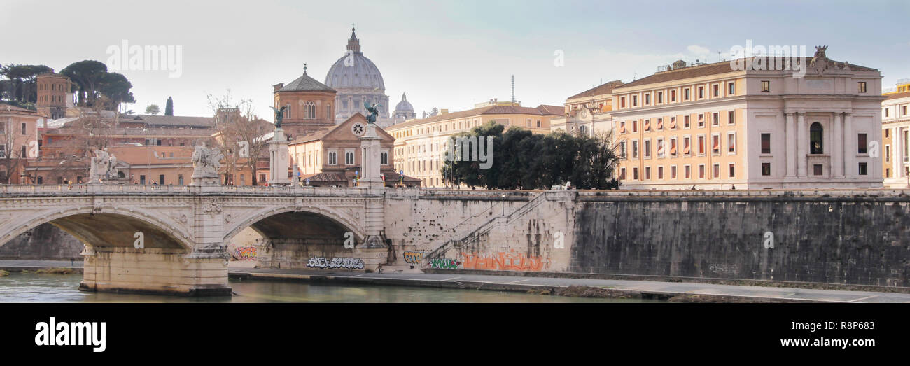 View of the Vatican across the Tiber River of Rome, Italy Stock Photo ...