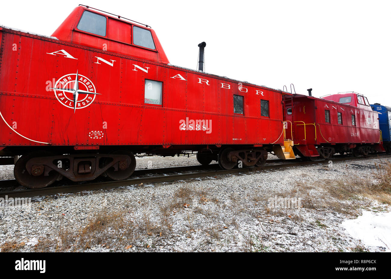 Cabooses in railroad yard at Steam Railroading Institude in Owosso ...