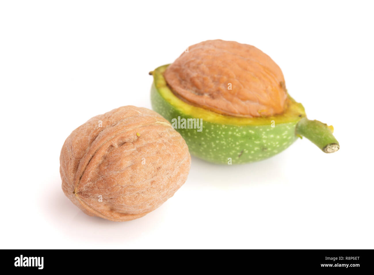 fresh walnuts in peel isolated on white background Stock Photo - Alamy