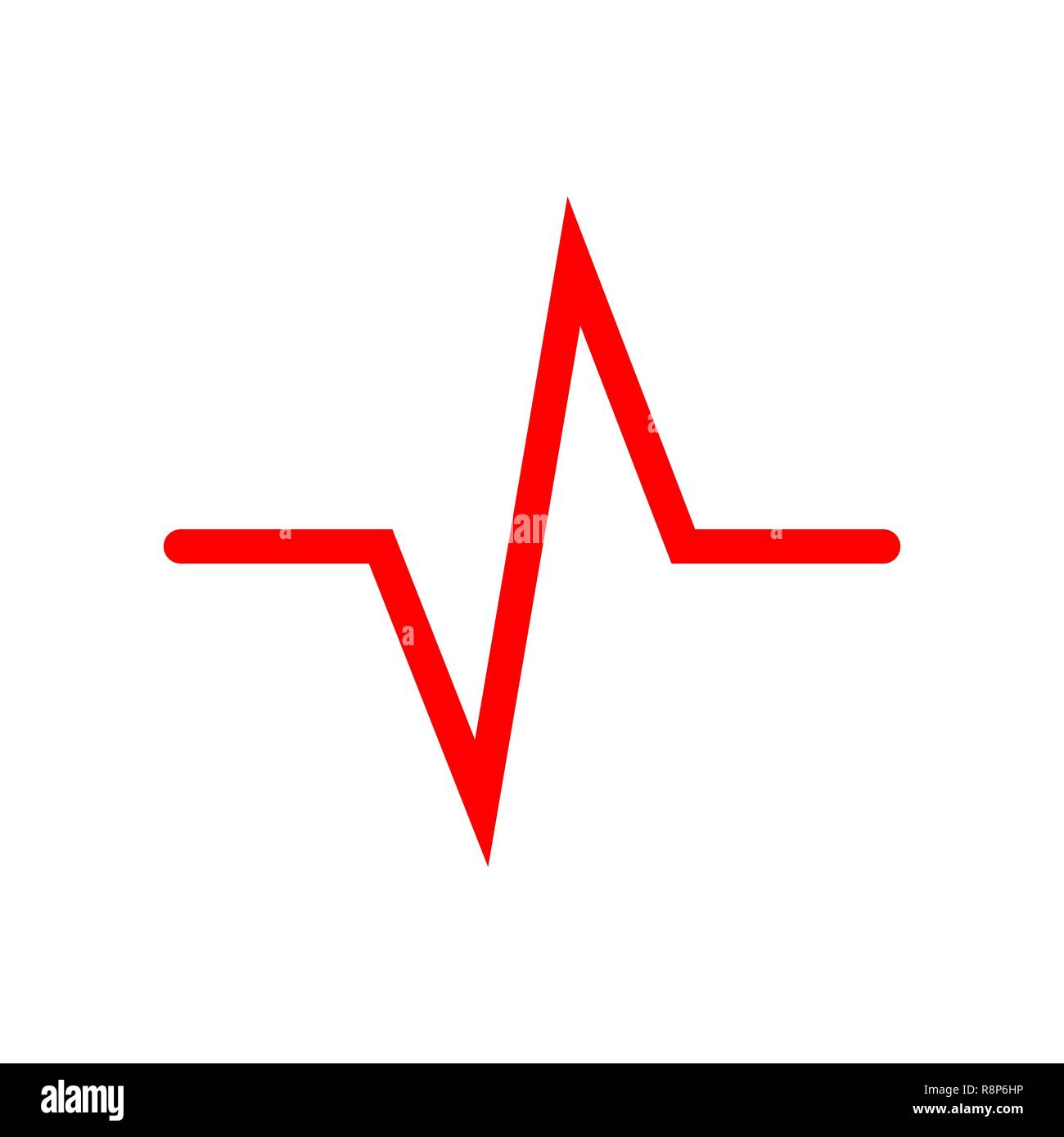 Red heartbeat icon. Vector illustration. Heartbeat sign in flat design ...