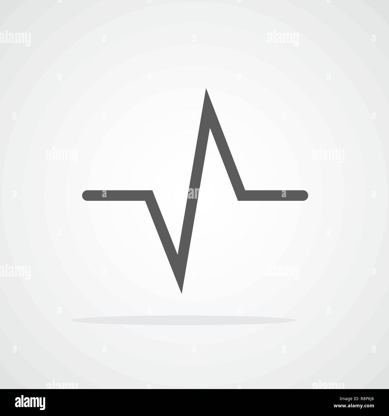 Gray heartbeat icon in flat design. Vector illustration. Heartbeat sign ...