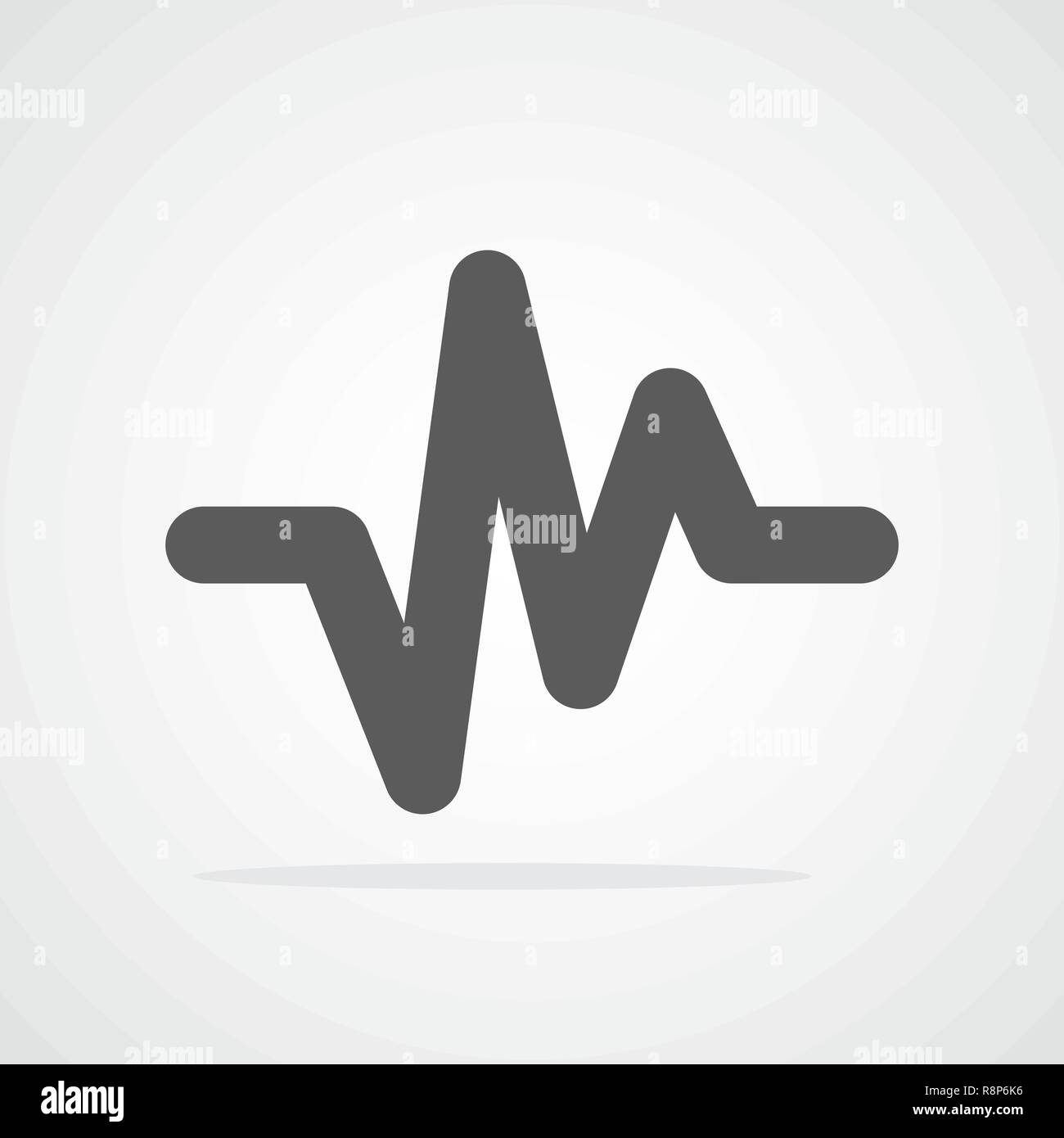 Gray heartbeat icon in flat design. Vector illustration. Heartbeat sign ...