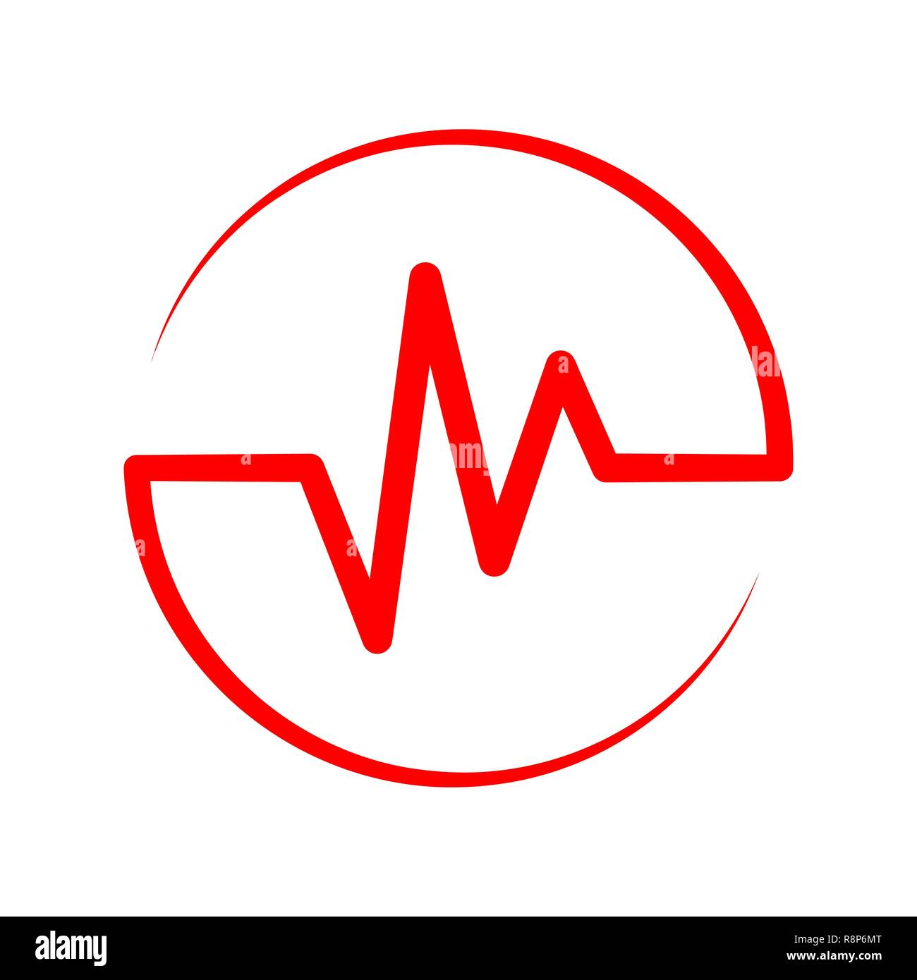 Red Heartbeat icon in the circle. Vector illustration. Medical concept ...