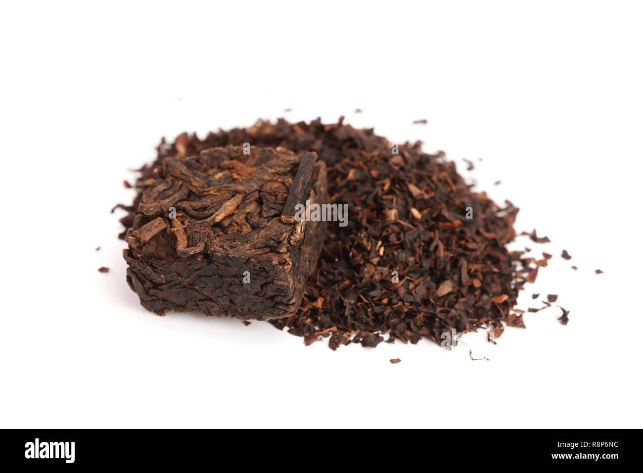 puer tea square shape isolated on white background. Pressed Chinese ...