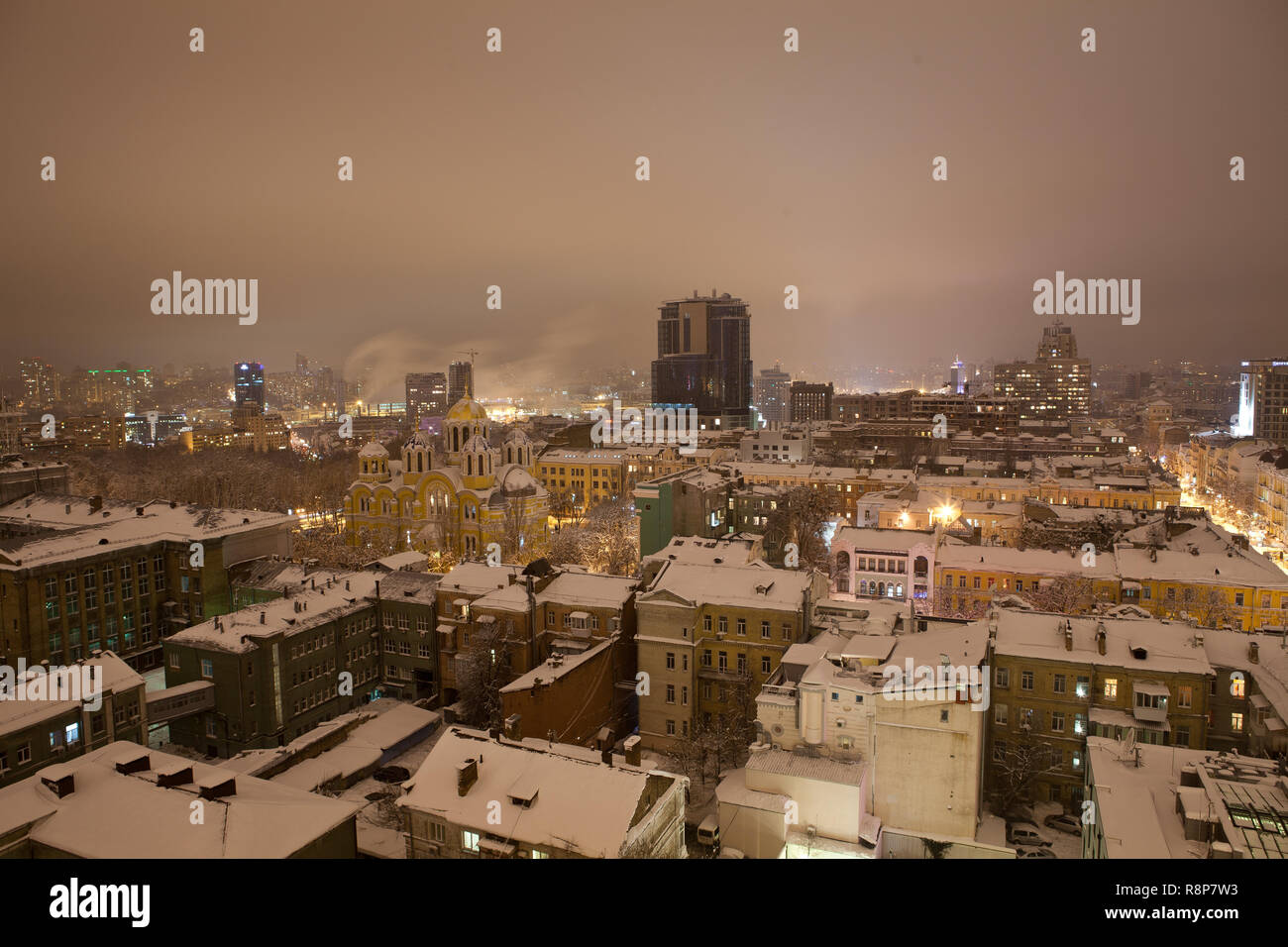 landscape of night Kyiv city Ukraine winter Stock Photo - Alamy