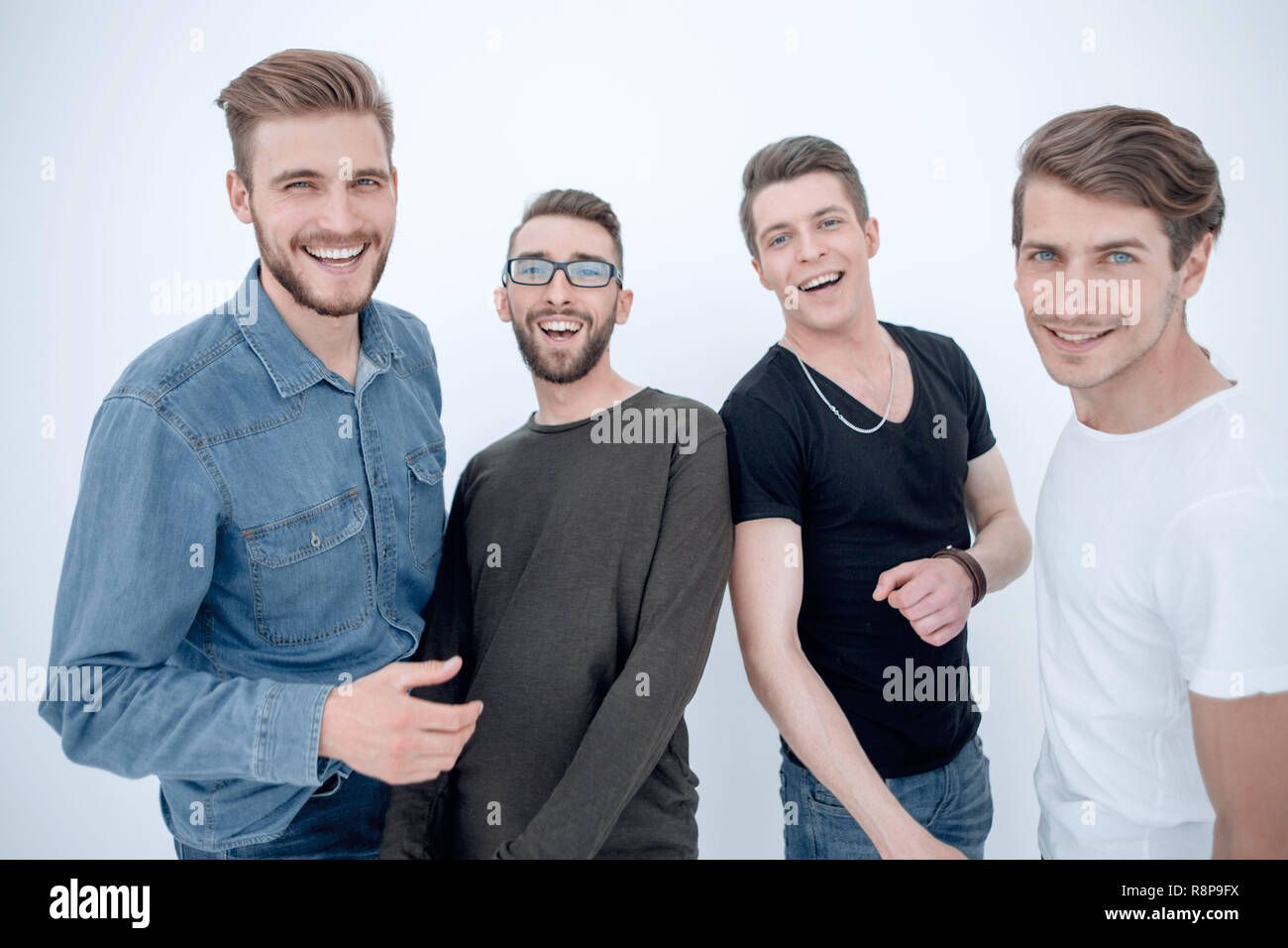 close up.a group of happy guys Stock Photo - Alamy