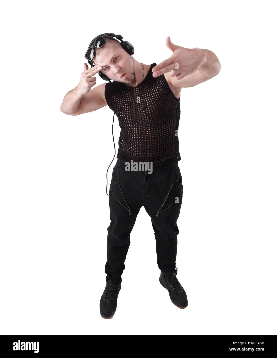 stylish young men of the rapper showing cool hand gesture Stock Photo ...