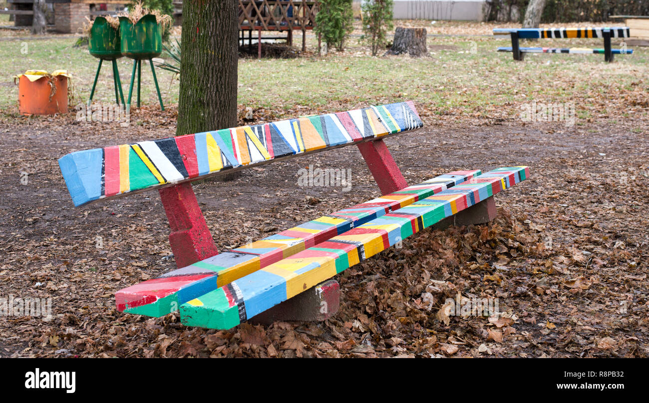 Colorful bench at the park Stock Photo - Alamy
