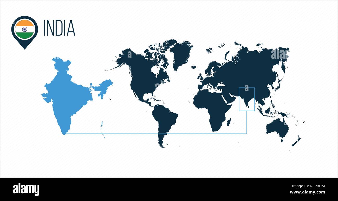 India location modern vector map for infographics. All world countries ...