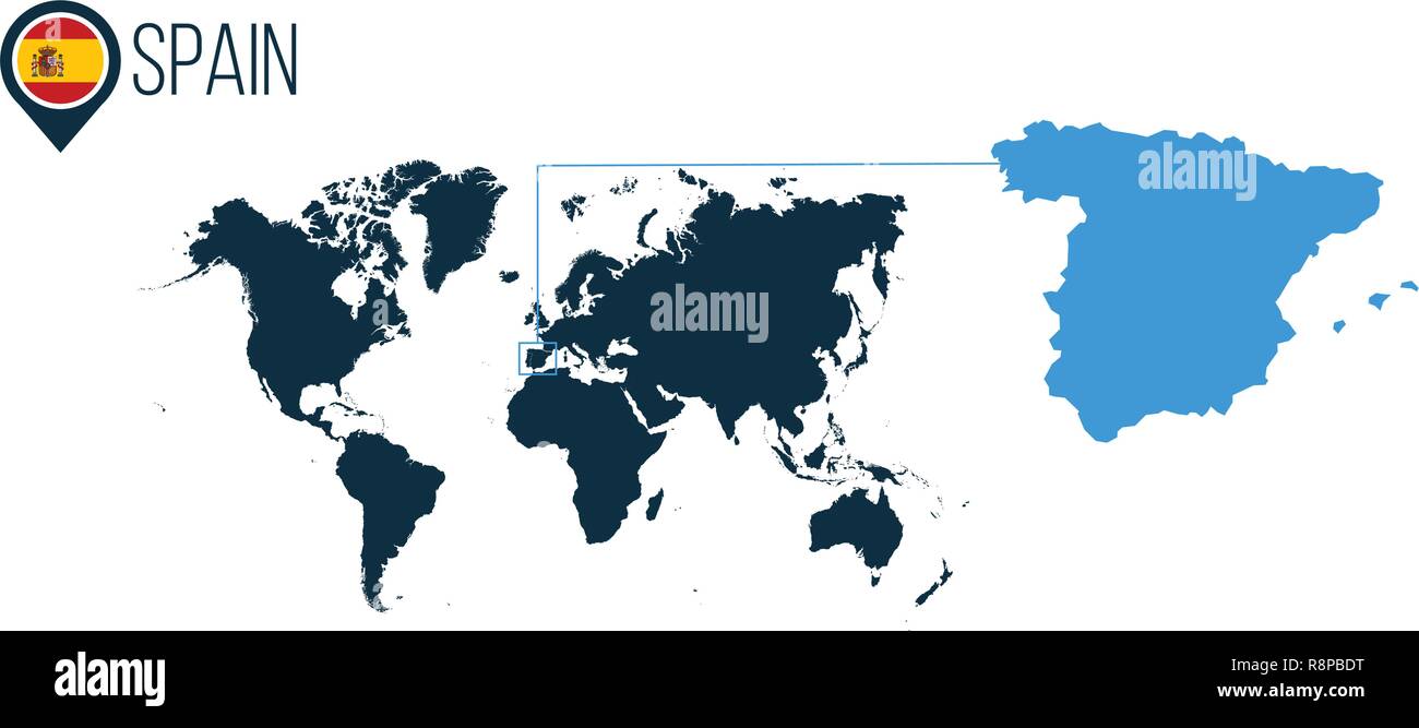 Spain location modern vector map for infographics. All world countries ...